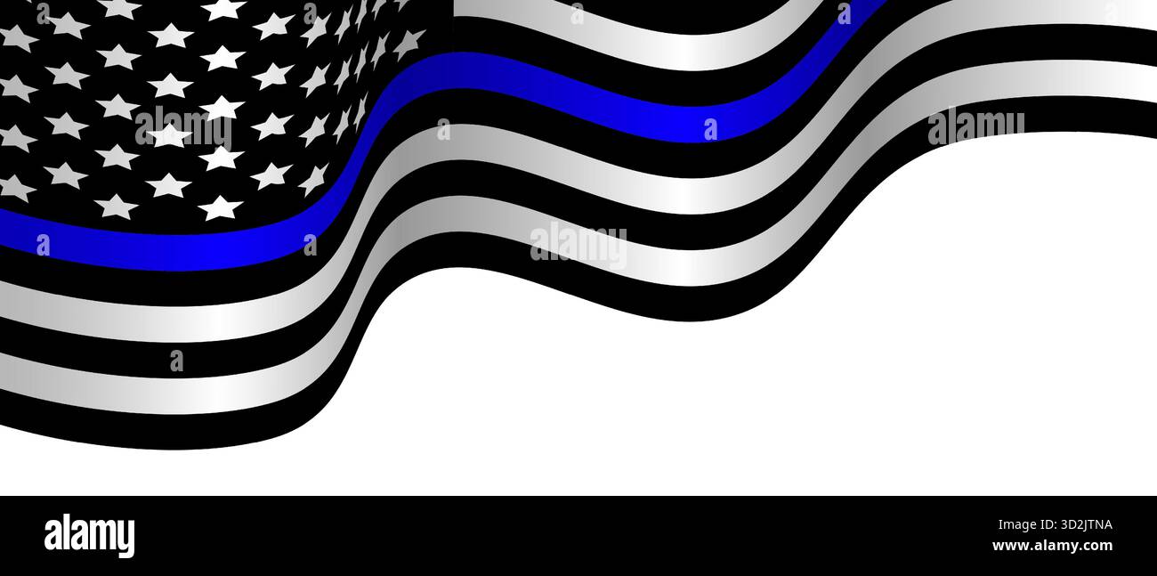 Waving Thin Blue Line Flag. An American symbol of support for law ...