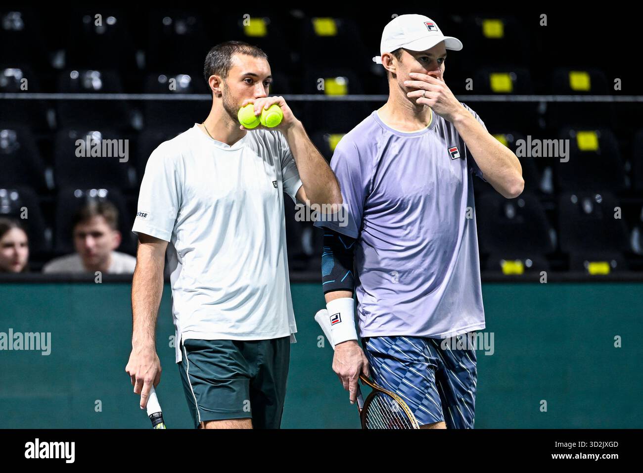 Lloyd Glasspool and Julian Cash during a doubles match the Rolex Paris ...