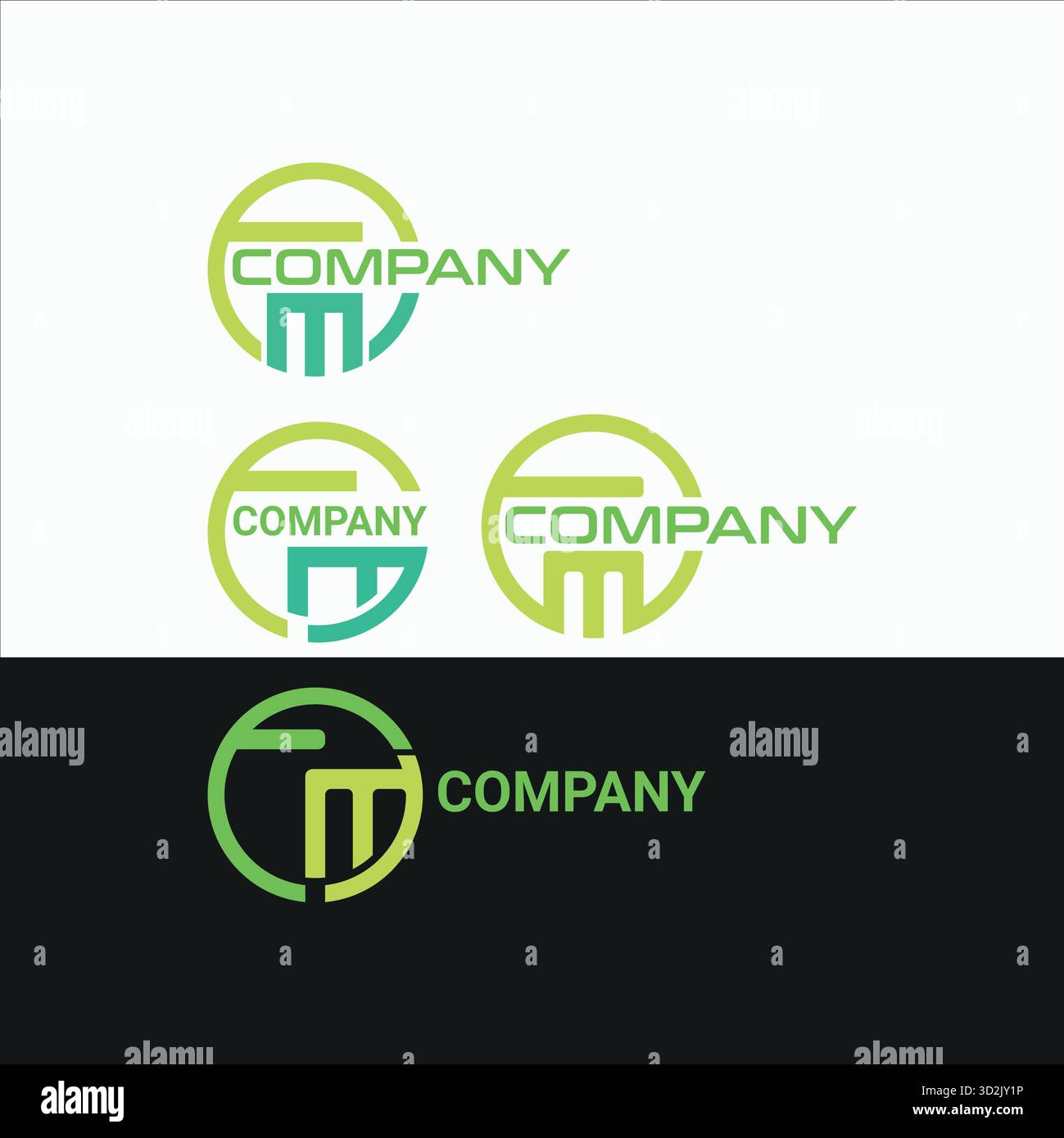Modern Green Circle FM Monogram Logo Set with Variations - Vector ...