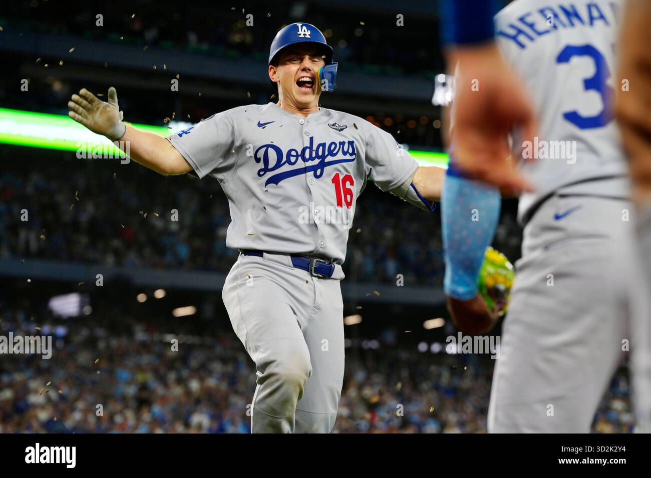 Los Angeles Dodgers' Will Smith (16) celebrates after hitting a solo ...