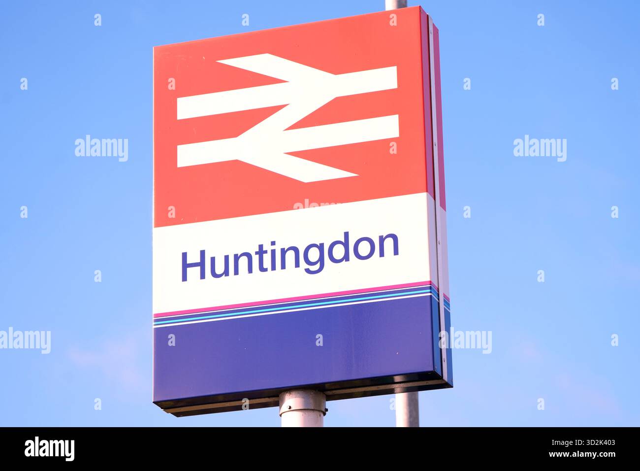 The railway station sign of the Huntingdon station is seen after a mass ...