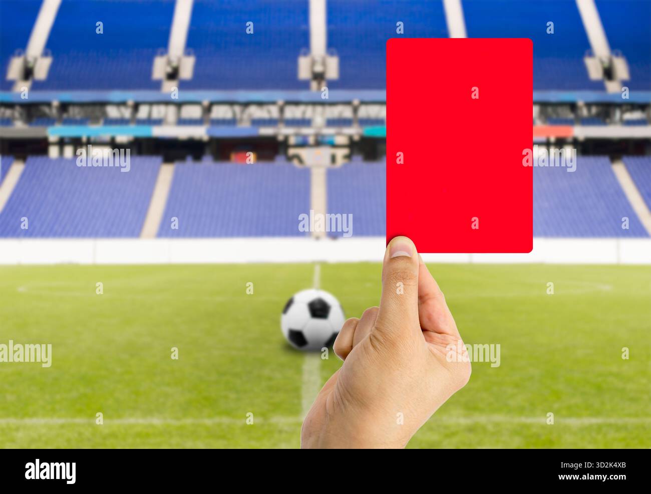 Football referee showing you the red card and expelled with stadium ...