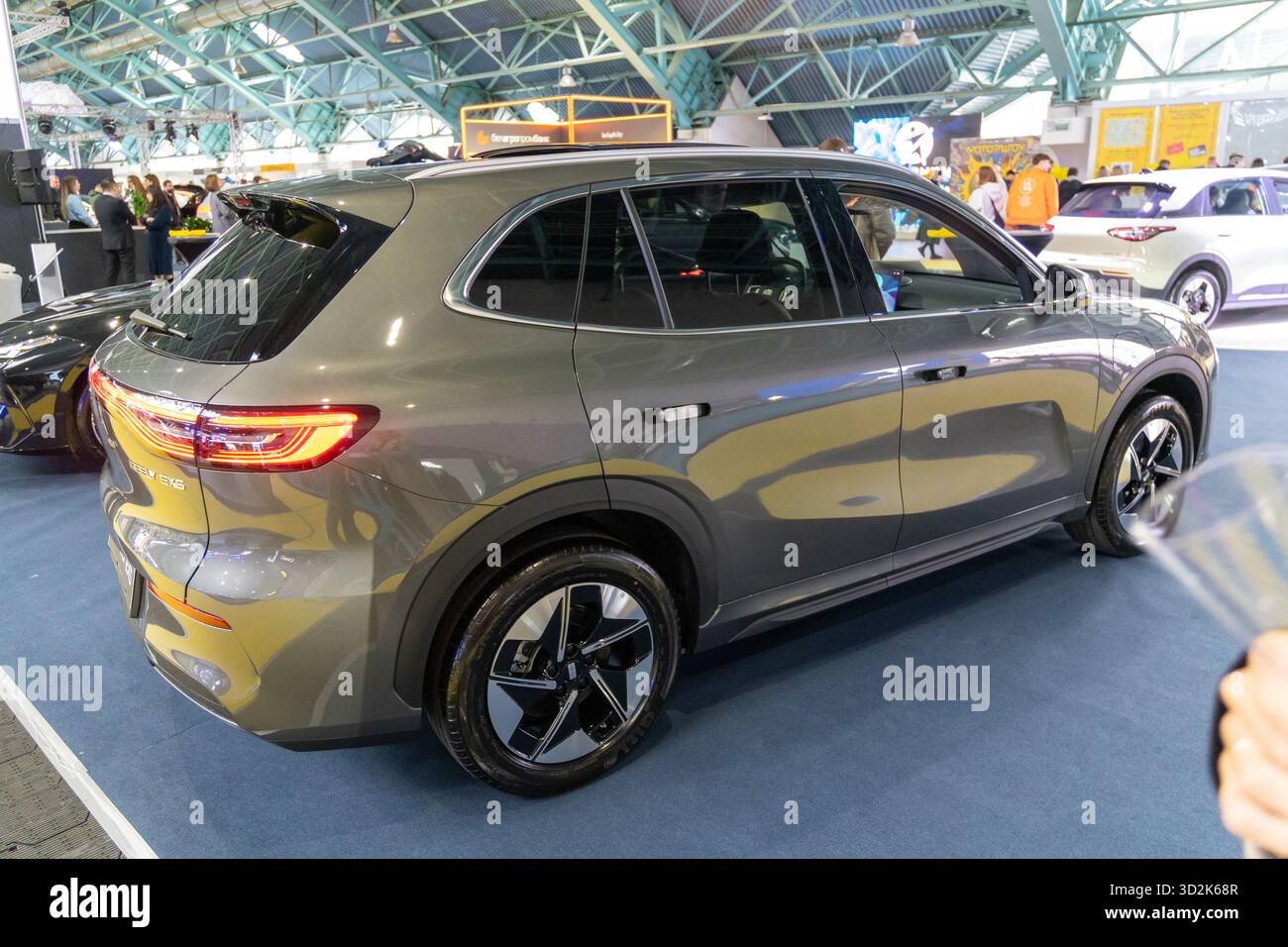 MINSK, BELARUS - JUNE 3, 2025: A gray Geely EX5 crossover is displayed ...