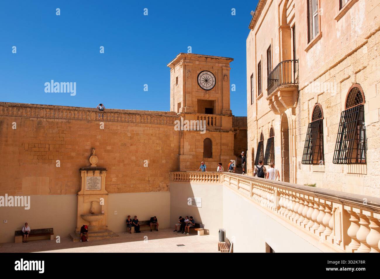 The Clock Tower, and Old Prison, inside the Citadella, Victoria, Gozo ...