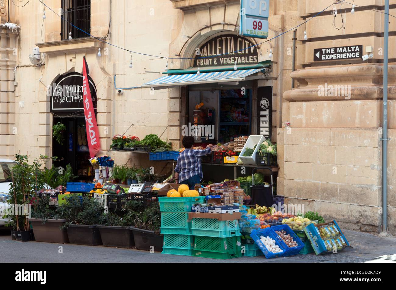 Fruit and vegetable stall in a street in Valletta, Malta Stock Photo ...