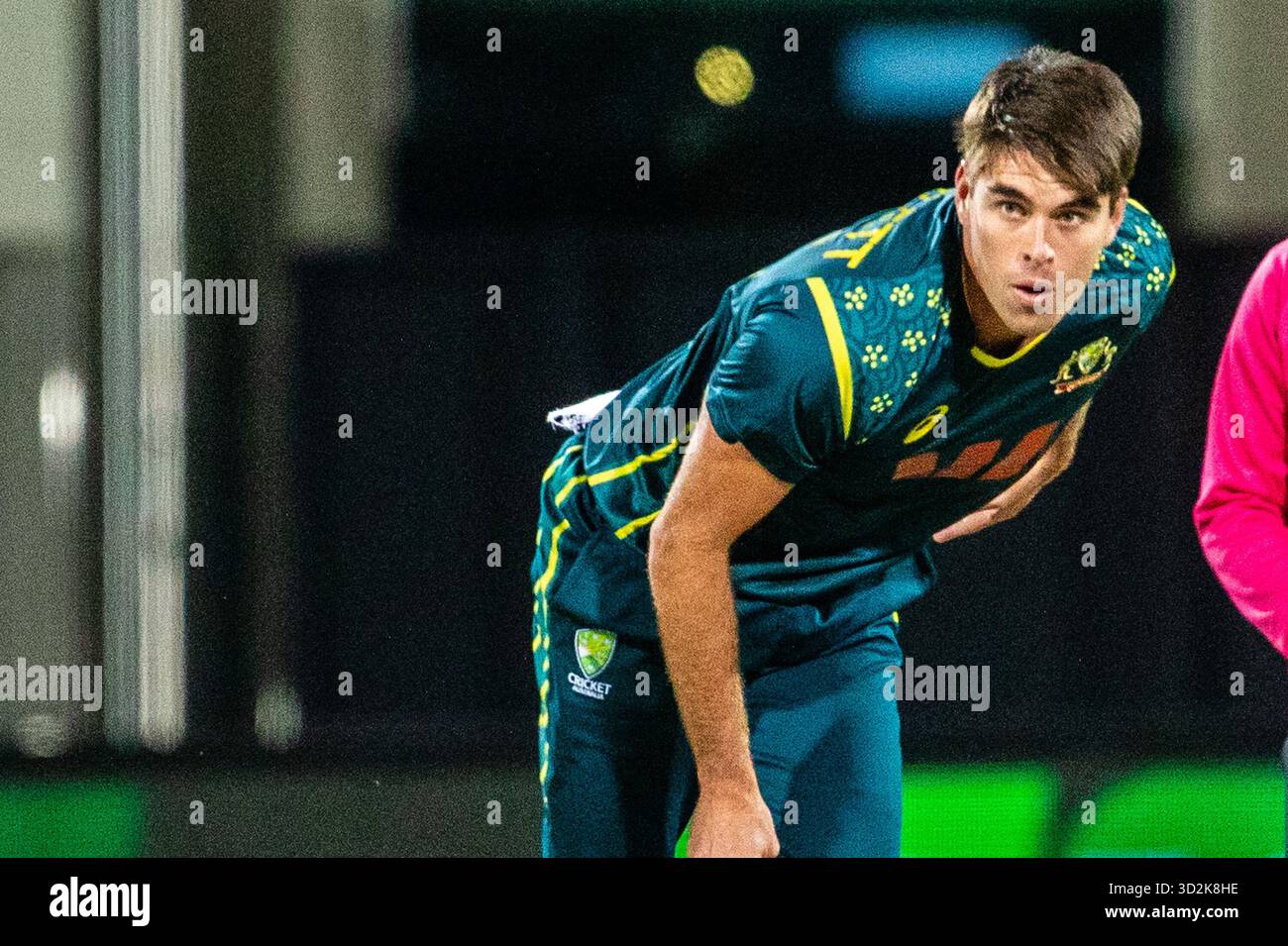 Xavier Bartlett bowling for Australia during the Third Men's T20I match ...