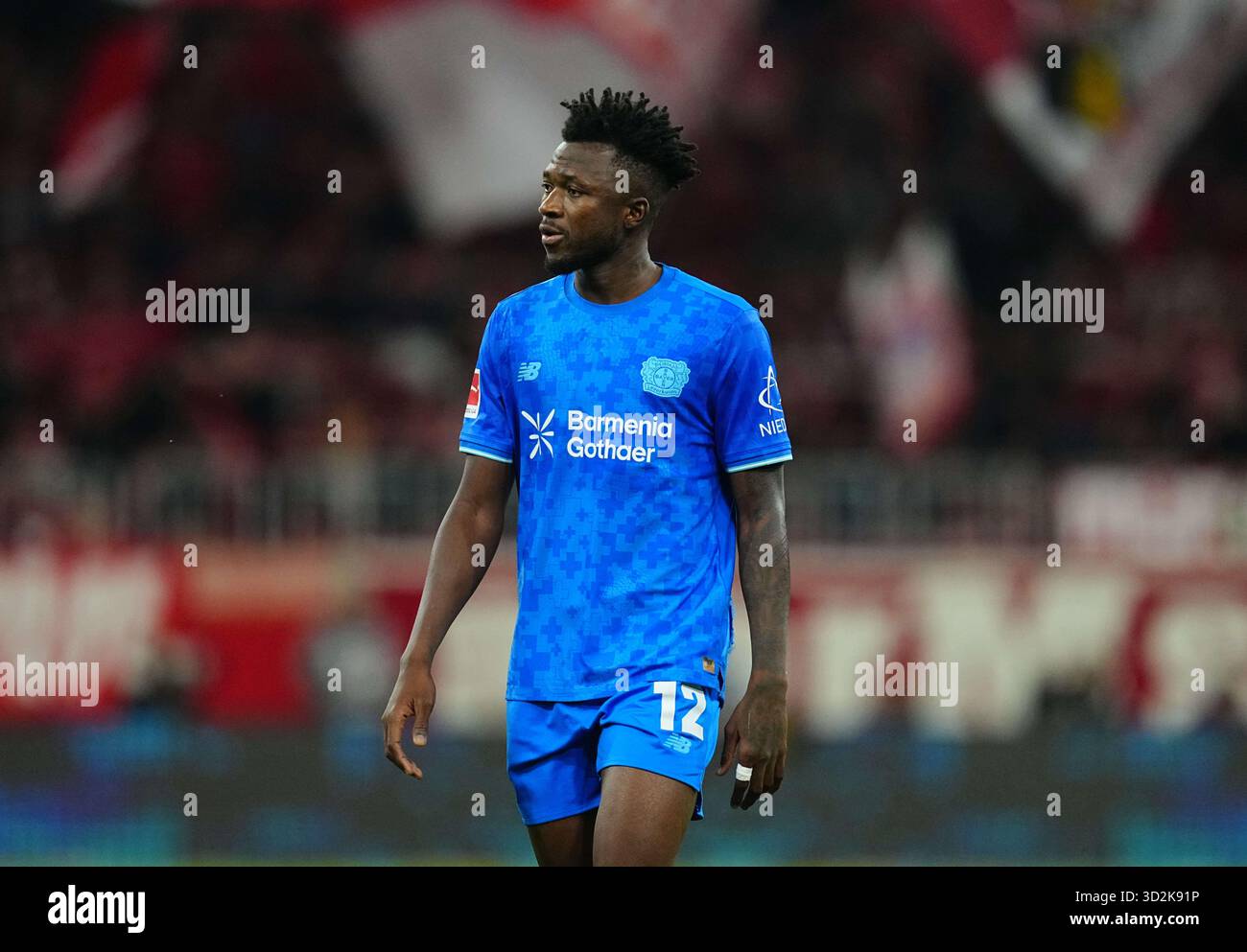 November 01 2025: Edmond Tapsoda of Bayer 04 Leverkusen looks on during ...