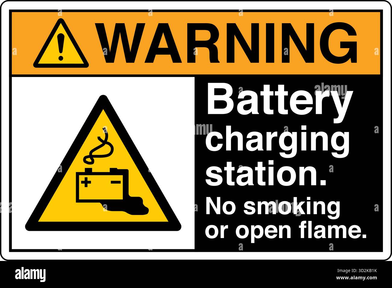 Safety Sign – Warning: Battery Charging Area alerts workers to ...