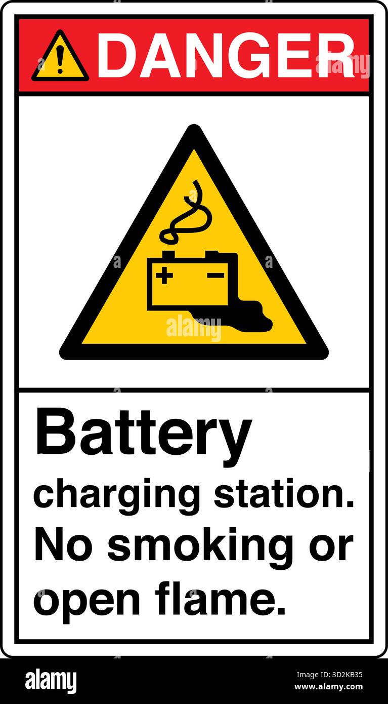 Safety Sign – Warning: Battery Charging Area alerts workers to ...