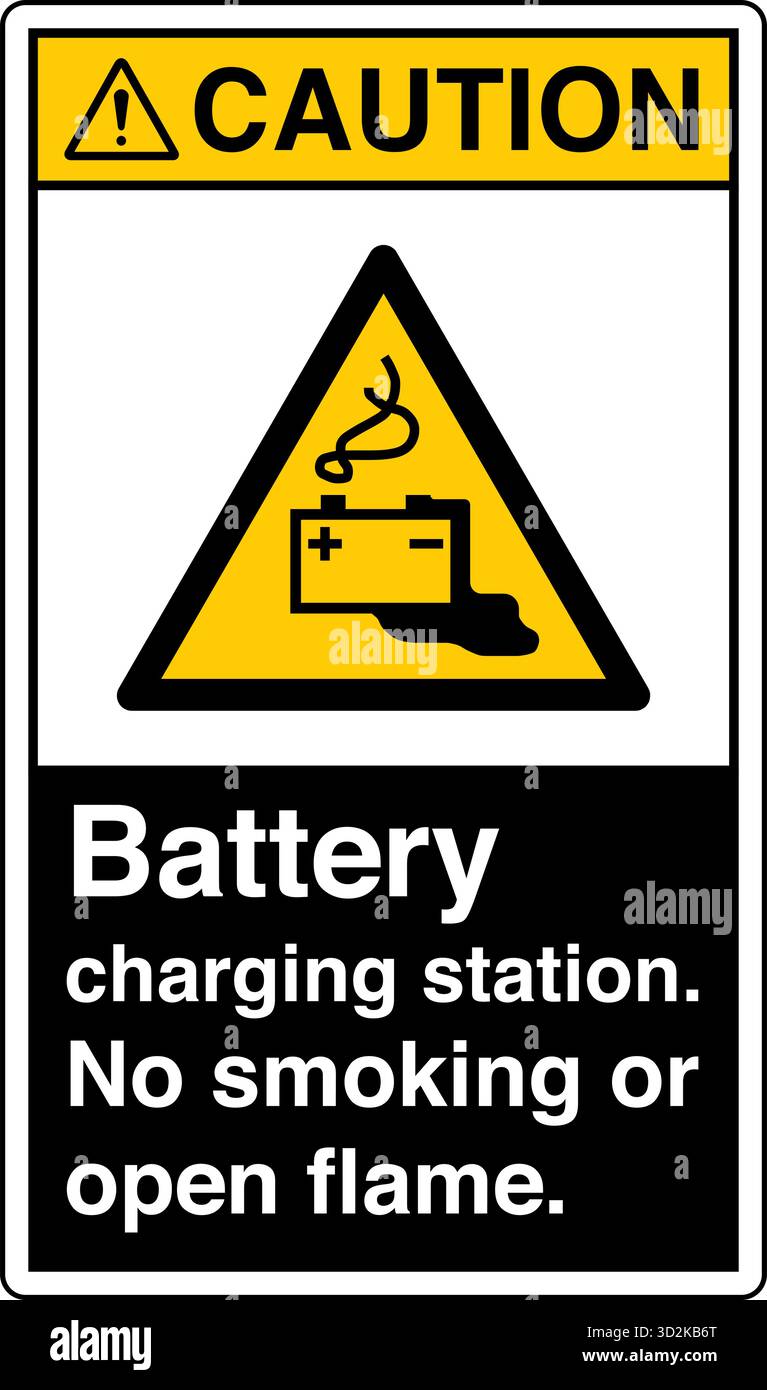 Safety Sign – Warning: Battery Charging Area alerts workers to ...