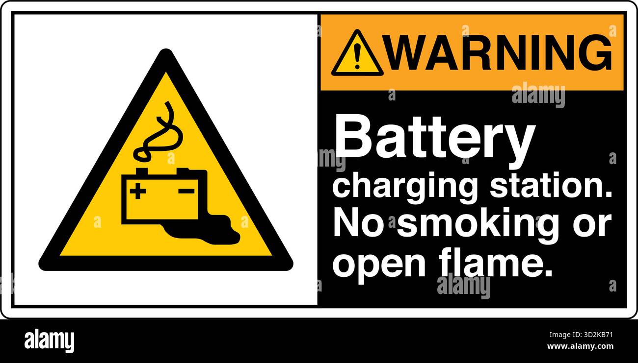 Safety Sign – Warning: Battery Charging Area alerts workers to ...