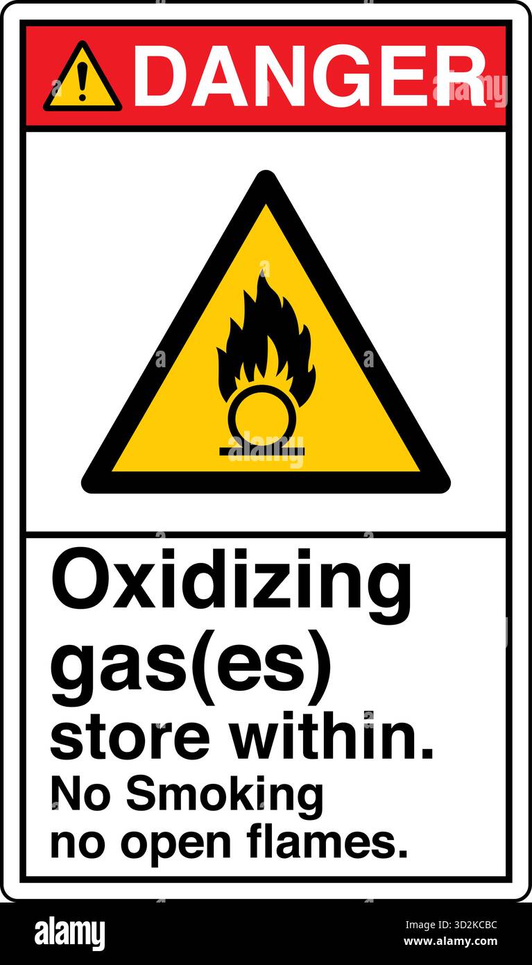 The "Safety Sign: Oxidizing Gas – Store Within, No Smoking, No Open ...