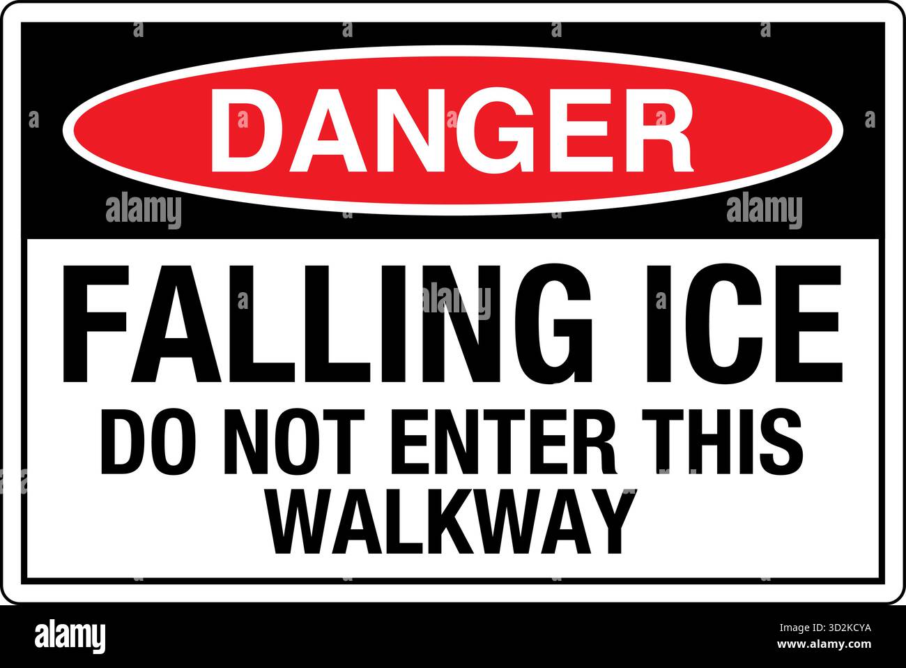 The "Safety Sign: Falling Ice – Do Not Enter This Walkway" warns ...