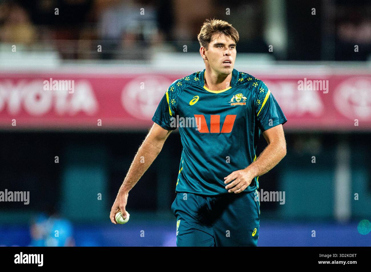 Xavier Bartlett bowling for Australia during the Third Men's T20I match ...