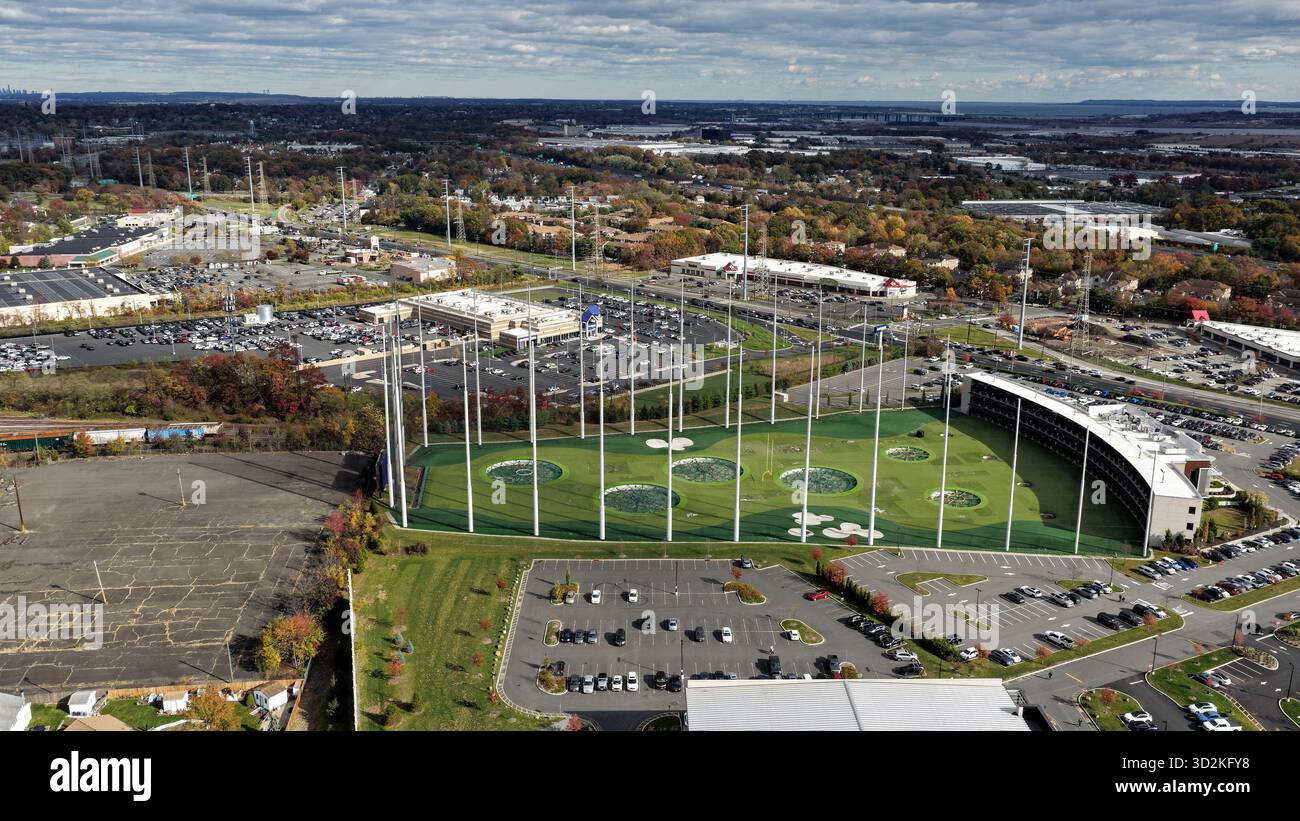 Aerial view of Top Golf driving range near Route 1 in Edison, New ...