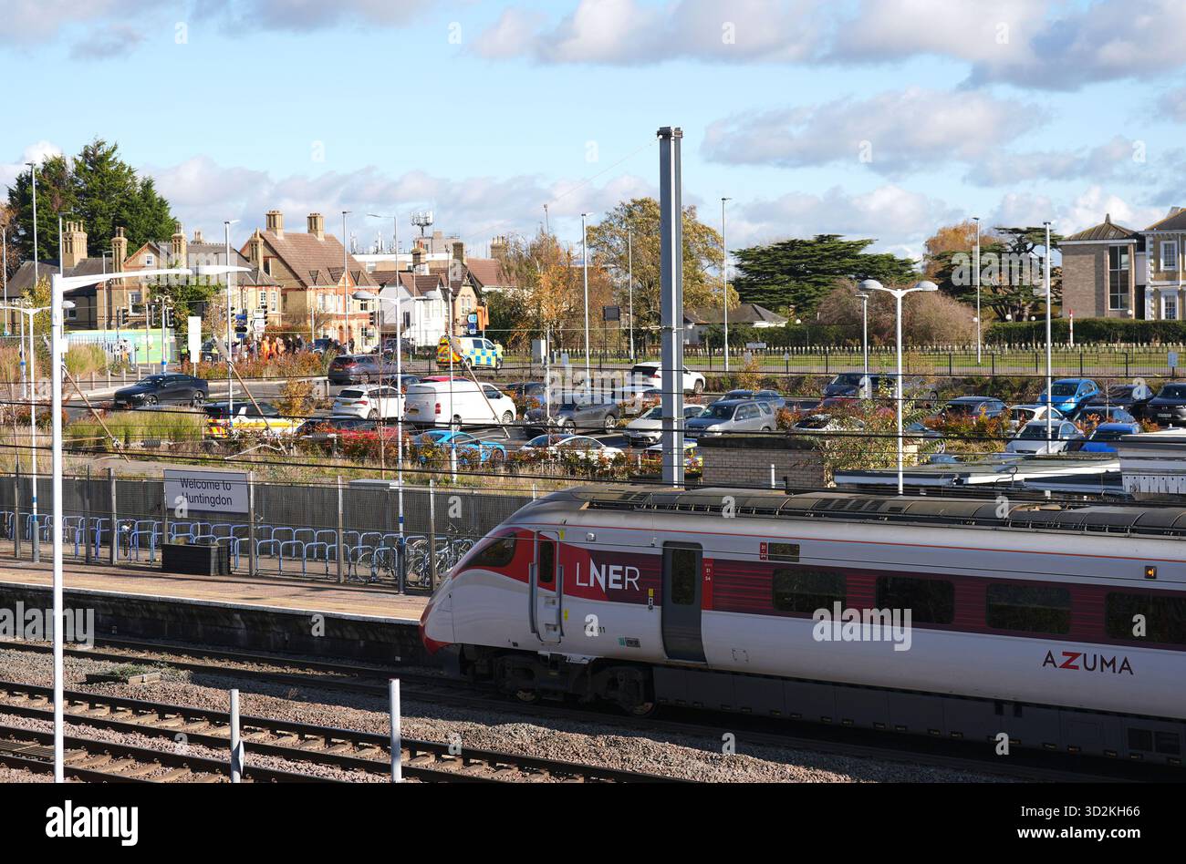 The scene at Huntingdon train station in Cambridgeshire, after a number ...