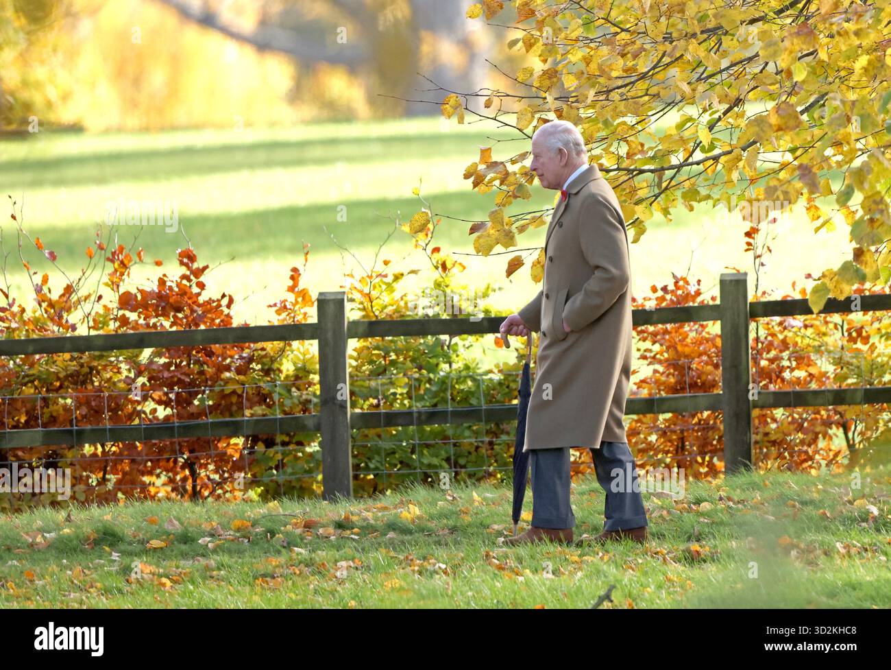 King Charles III leaves after attending a Sunday church service at St ...