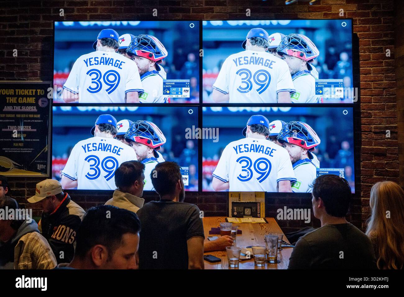 Toronto Blue Jays fans watch Game 7 of the Word Series against the Los ...
