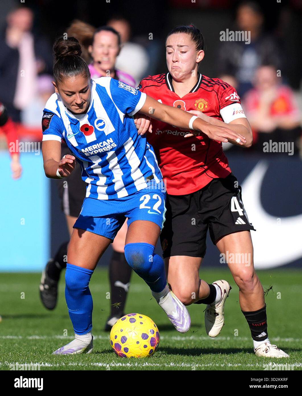 Brighton and Hove Albion's Carla Camacho (left) and Manchester United's ...