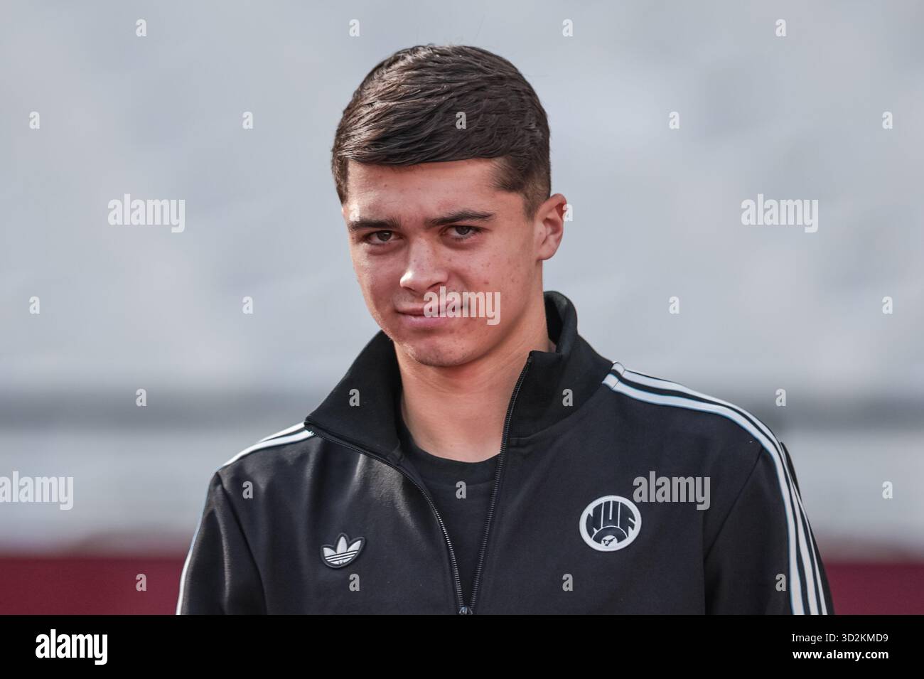 Lewis Miley of Newcastle Untied arrives during the Premier League match West Ham United vs ...