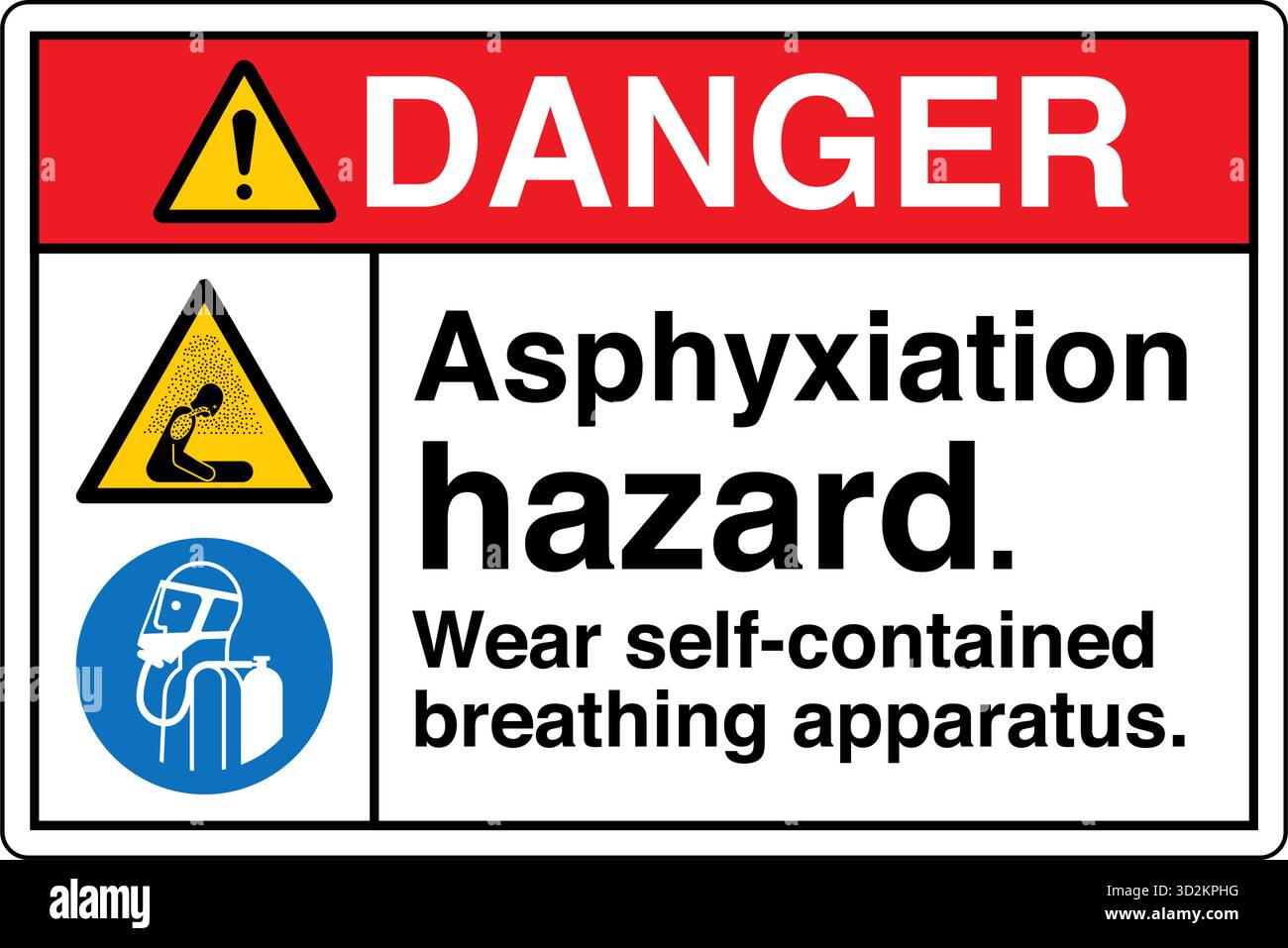 Safety Sign – Warning: Asphyxiating Atmosphere alerts workers to areas ...