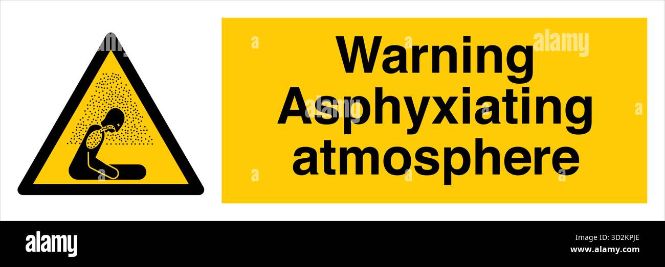 Safety Sign – Warning: Asphyxiating Atmosphere alerts workers to areas ...