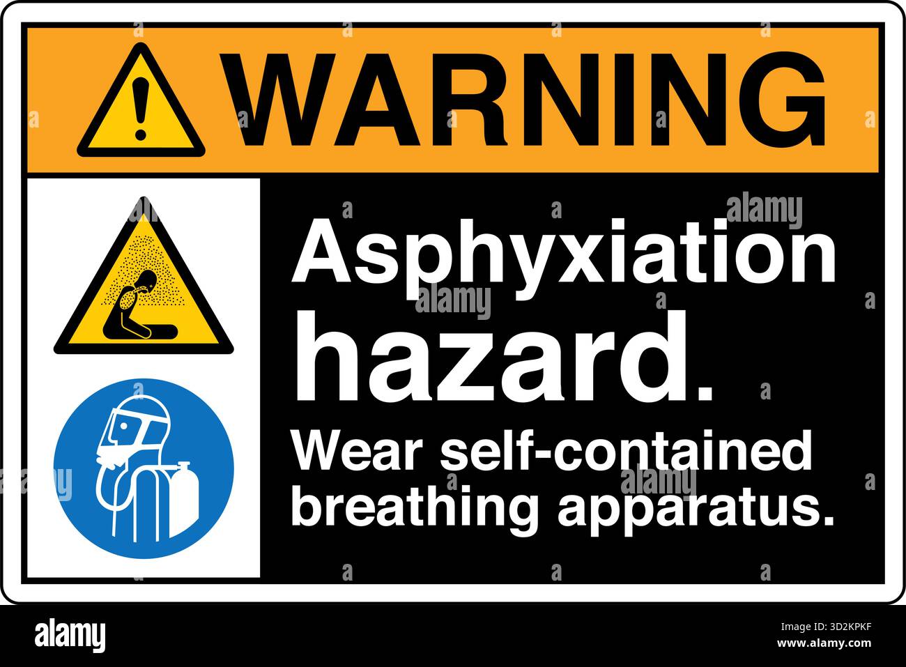 Safety Sign – Warning: Asphyxiating Atmosphere alerts workers to areas ...