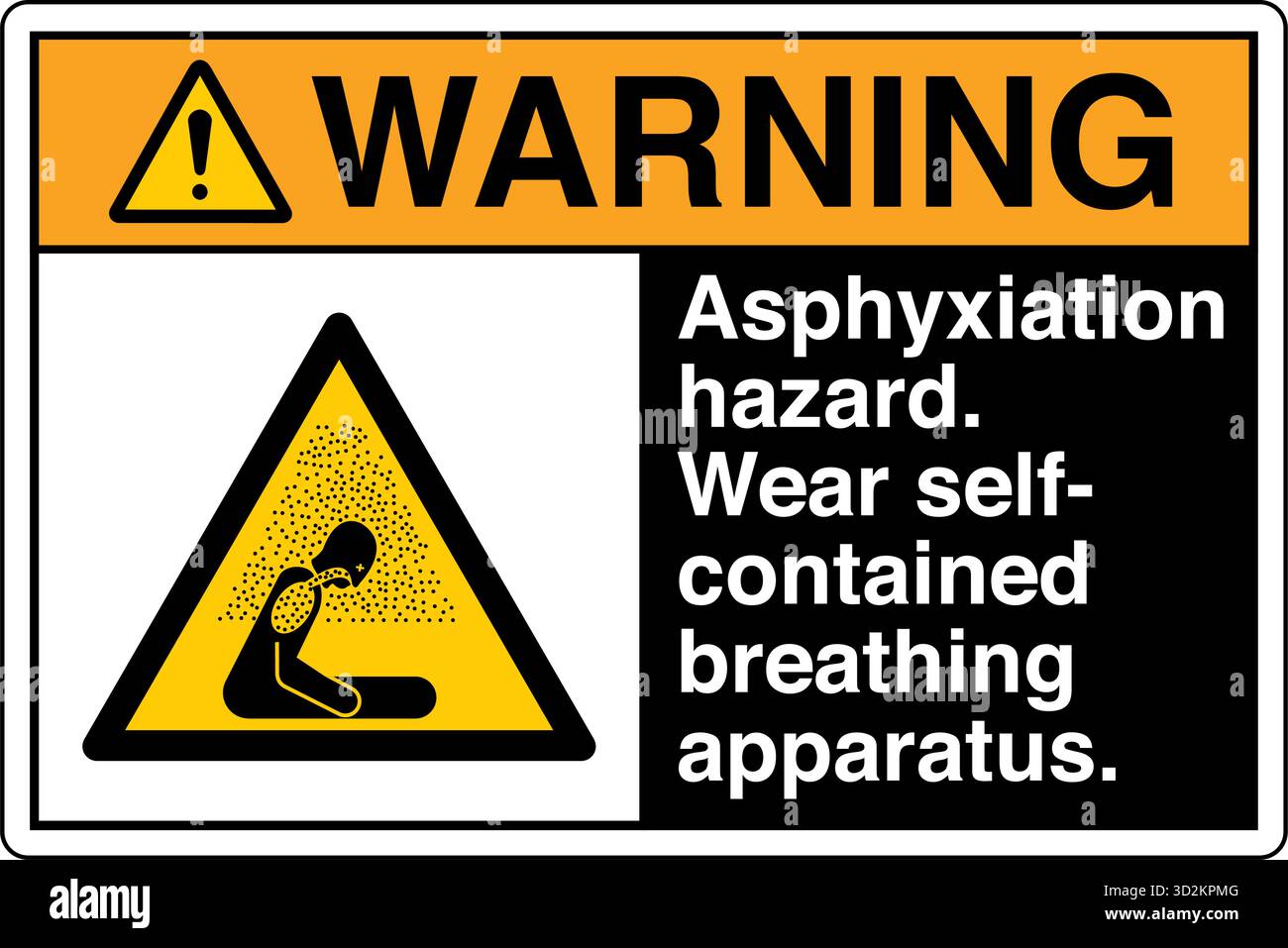 Safety Sign – Warning: Asphyxiating Atmosphere alerts workers to areas ...