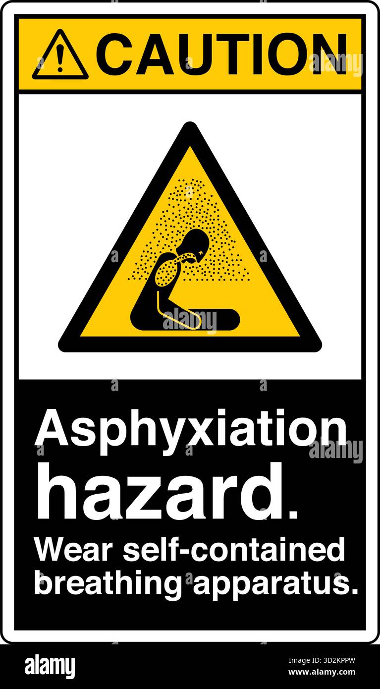 Safety Sign – Warning: Asphyxiating Atmosphere alerts workers to areas ...