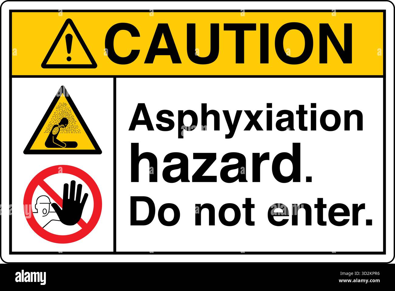 Safety Sign – Warning: Asphyxiating Atmosphere alerts workers to areas ...