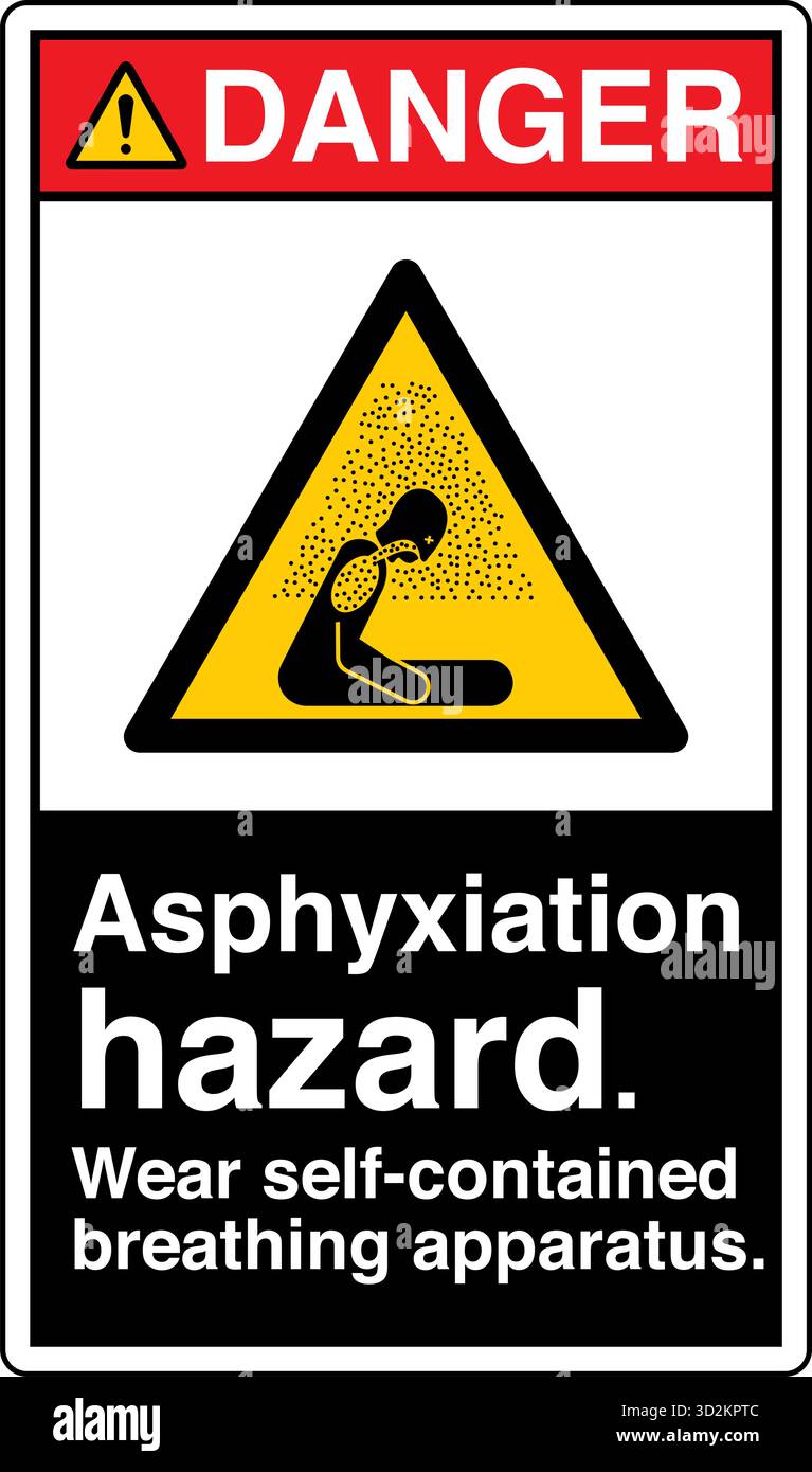 Safety Sign – Warning: Asphyxiating Atmosphere alerts workers to areas ...