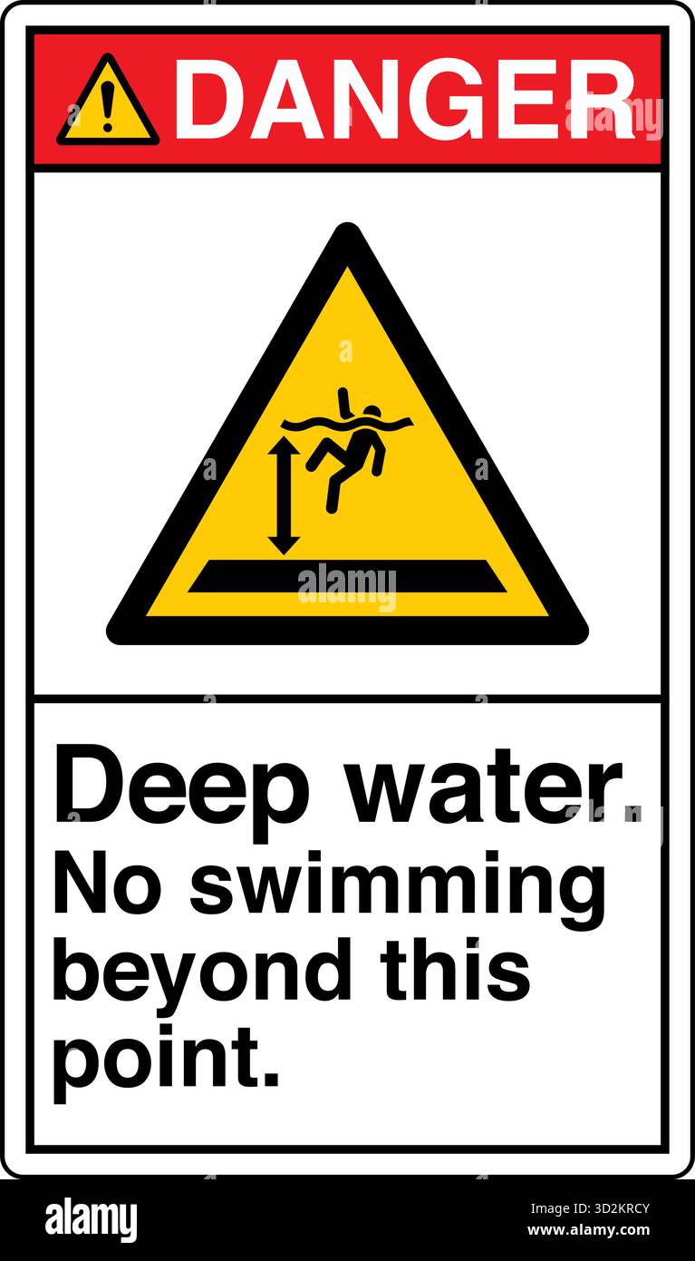 Safety Sign – Warning: Deep Water alerts people to the presence of deep ...
