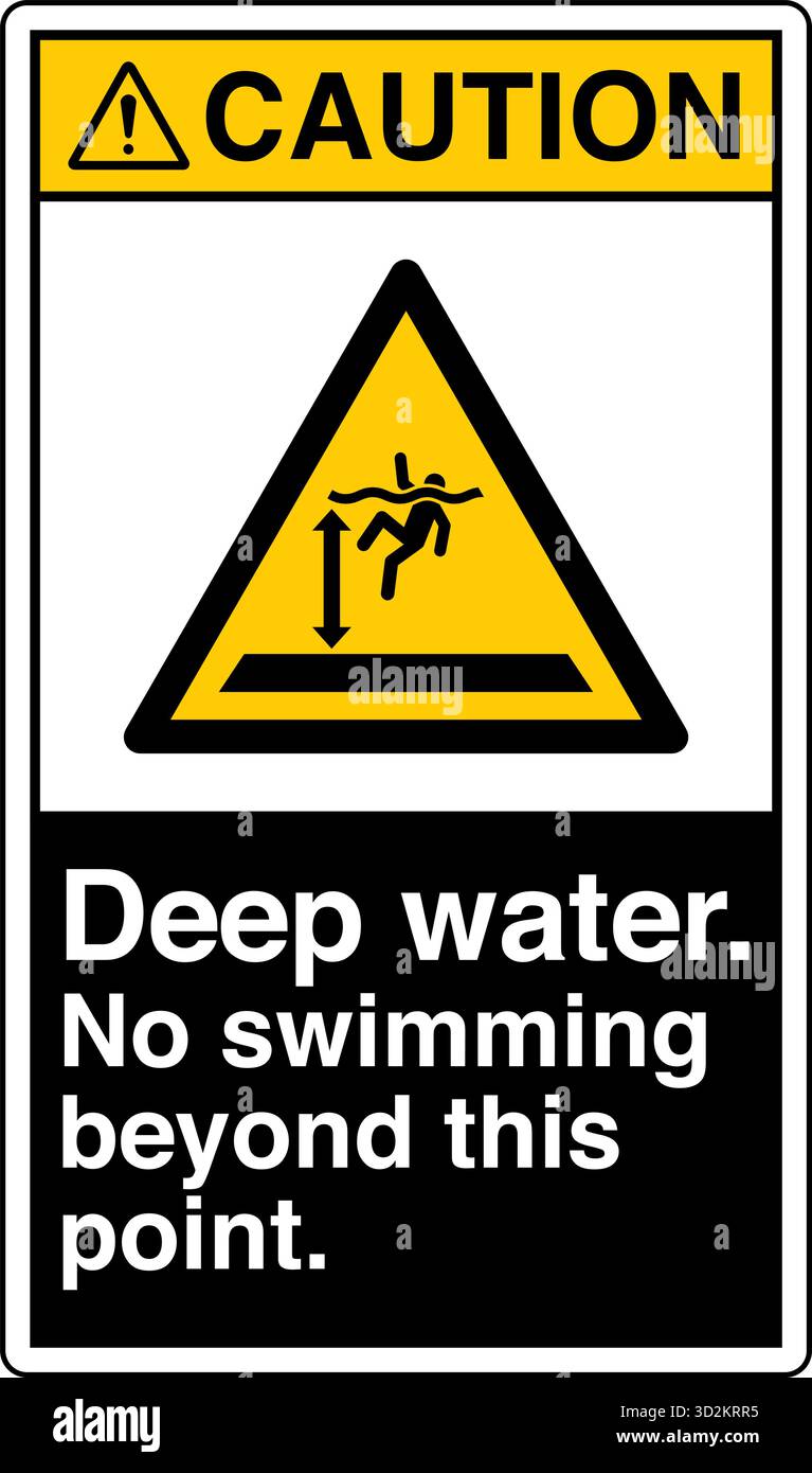 Safety Sign – Warning: Deep Water alerts people to the presence of deep ...