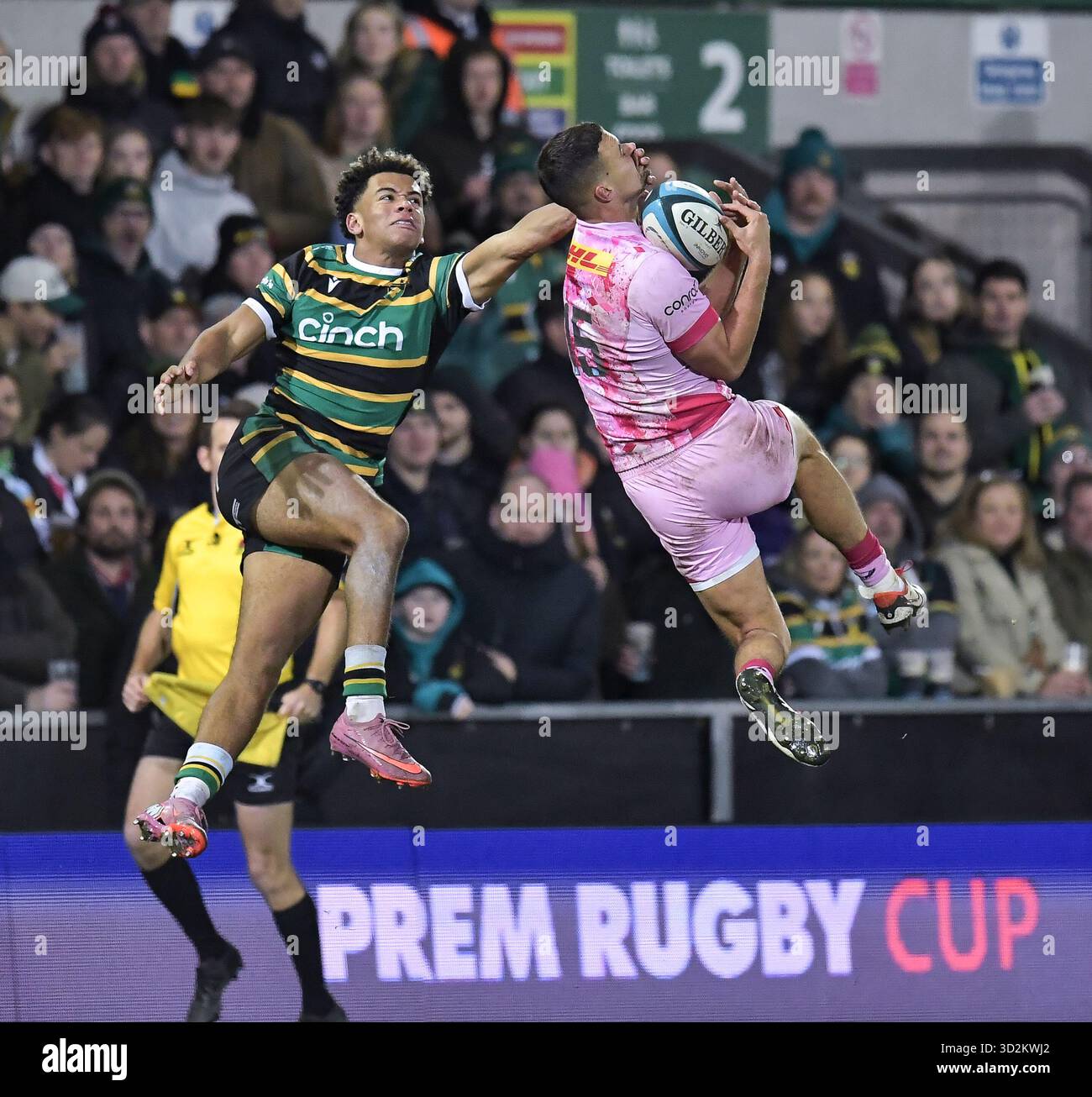 Tom Rowe of Northampton Saints and Cameron Anderson of Harlequins in ...