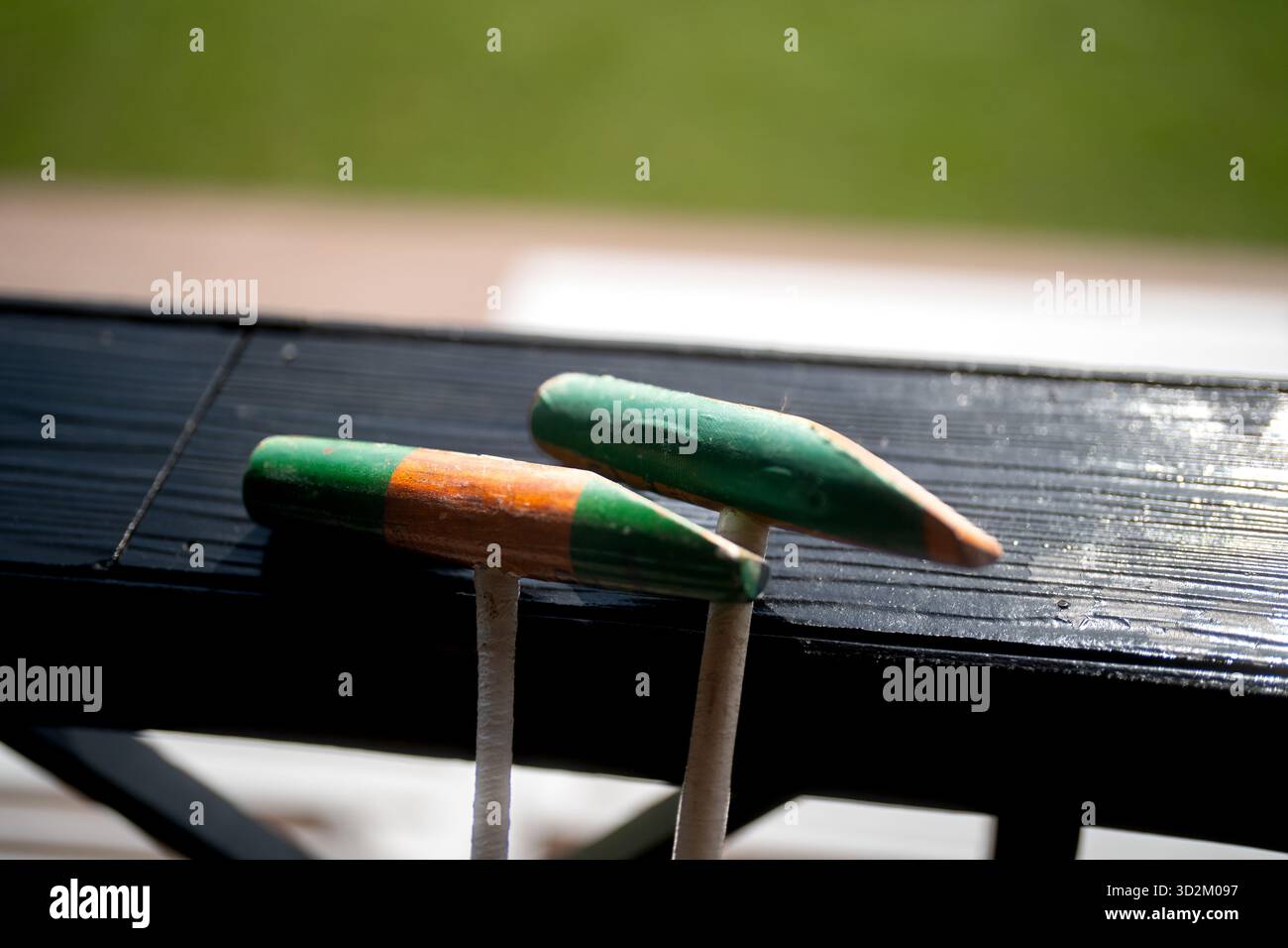 Polo mallets in the polo field Stock Photo - Alamy