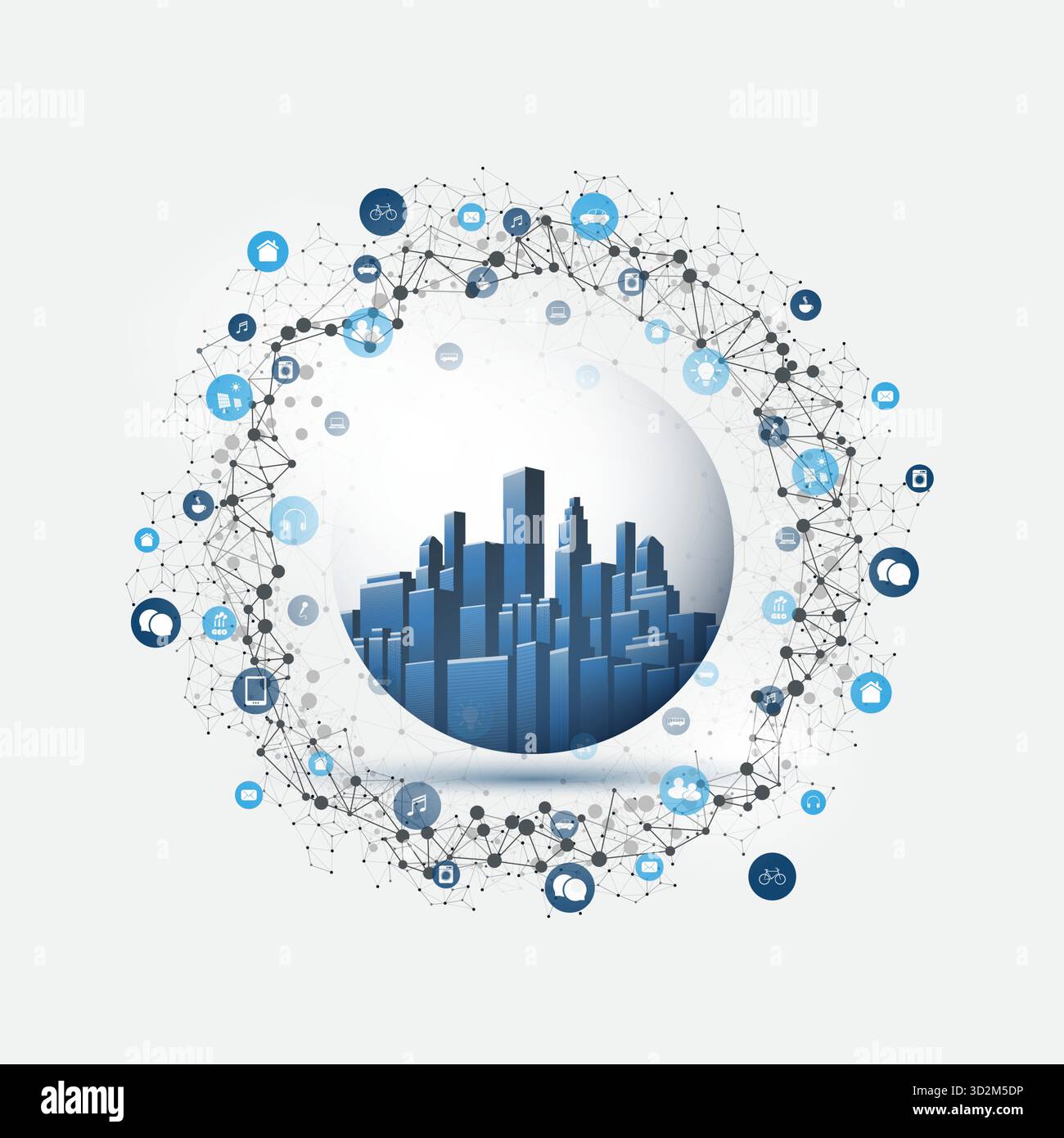 Futuristic Smart City, IoT and Cloud Computing Design Concept with ...