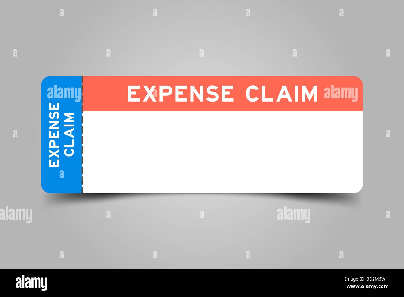 Blue and orange color ticket with word expense claim and white copy ...