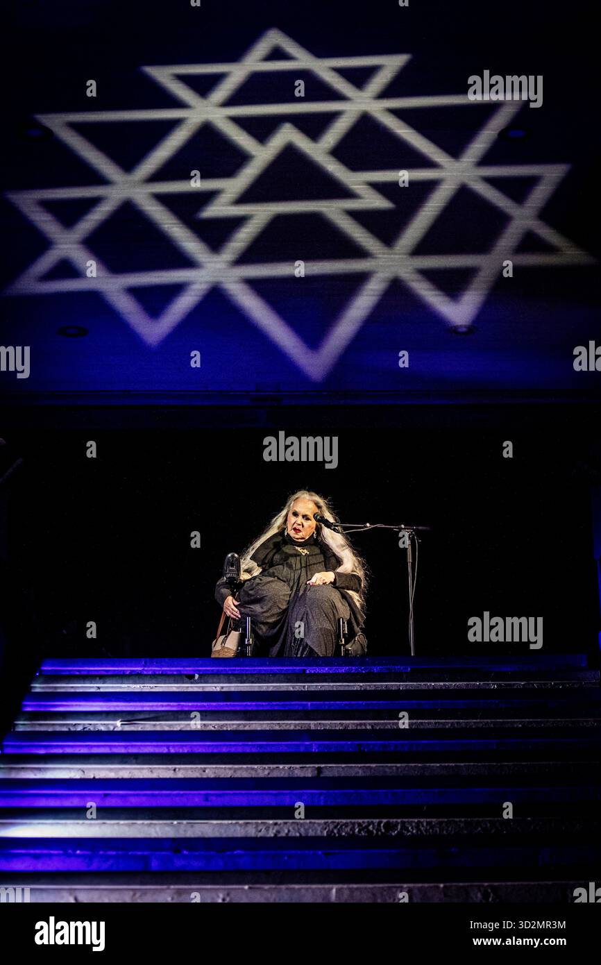 Israeli singer Miri Aloni, during the Rabin memorial rally in Tel Aviv ...