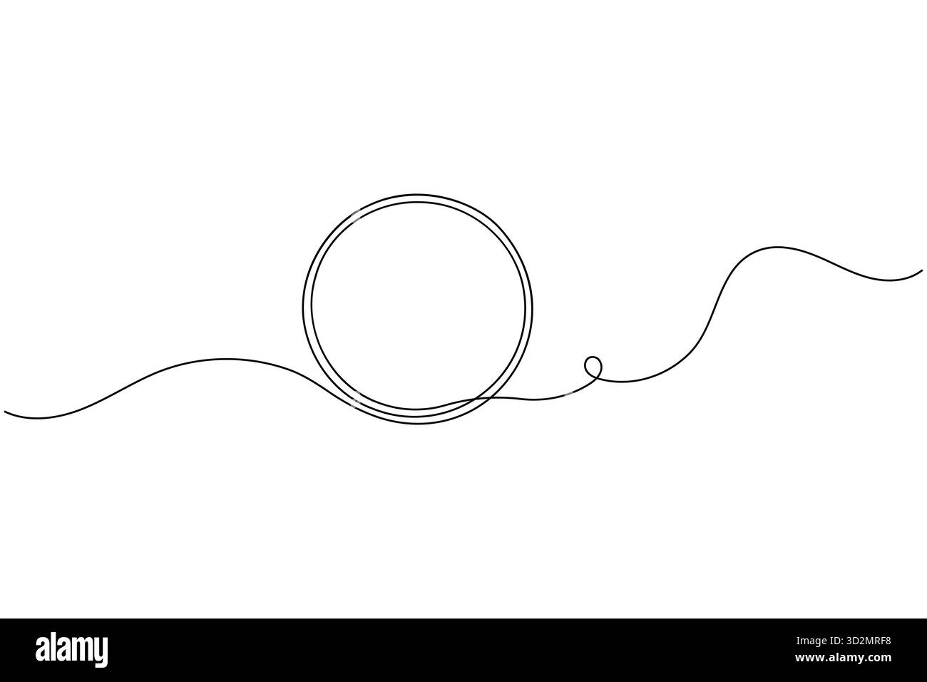 Circle continuous one line drawing of minimalist style geometric ...