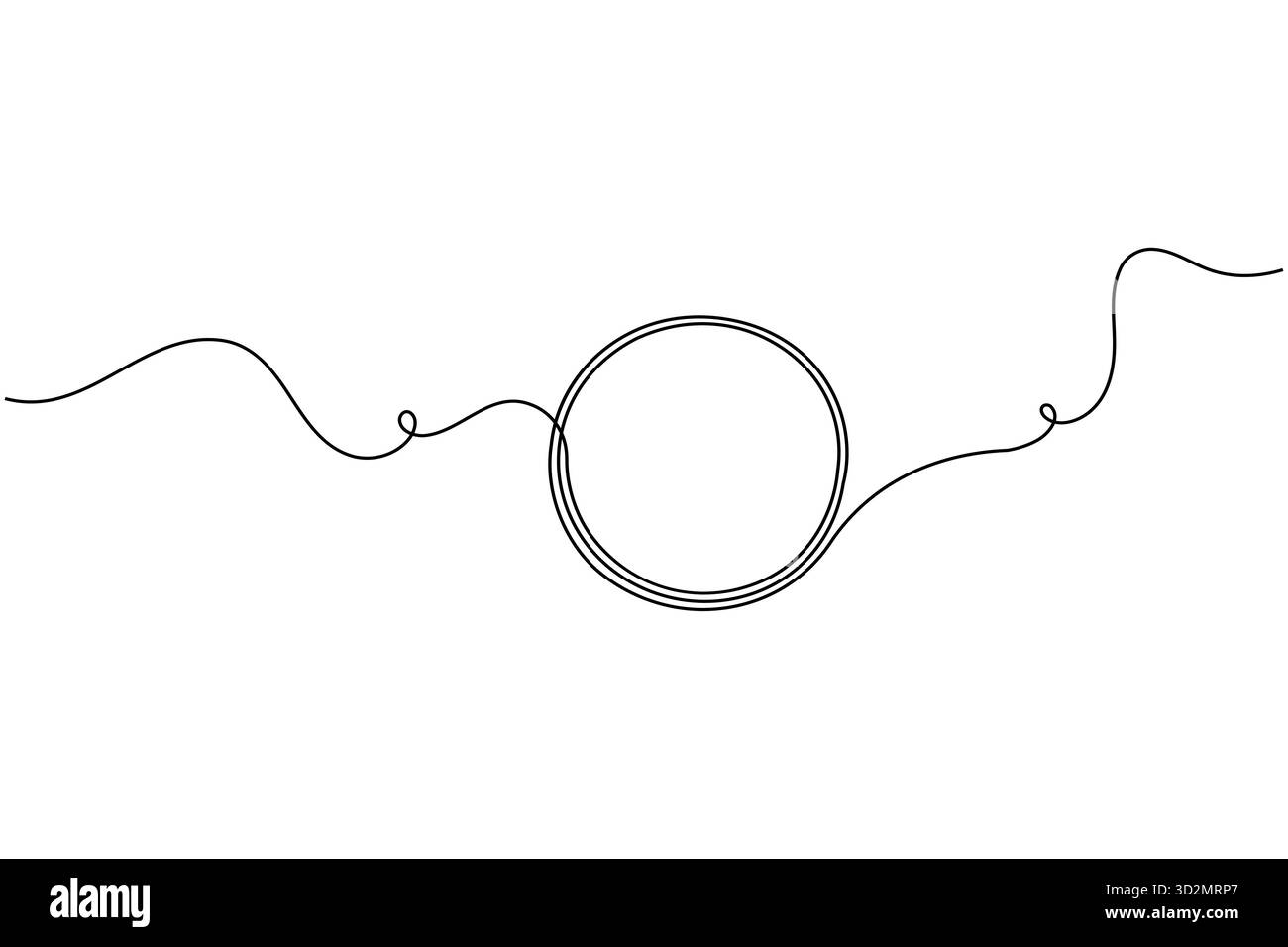 Circle continuous one line drawing of minimalist style geometric ...