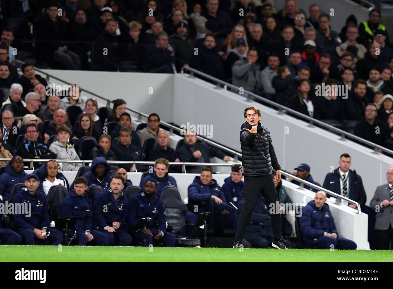Thomas Frank, the head coach/manager of Tottenham Hotspur looks on from ...