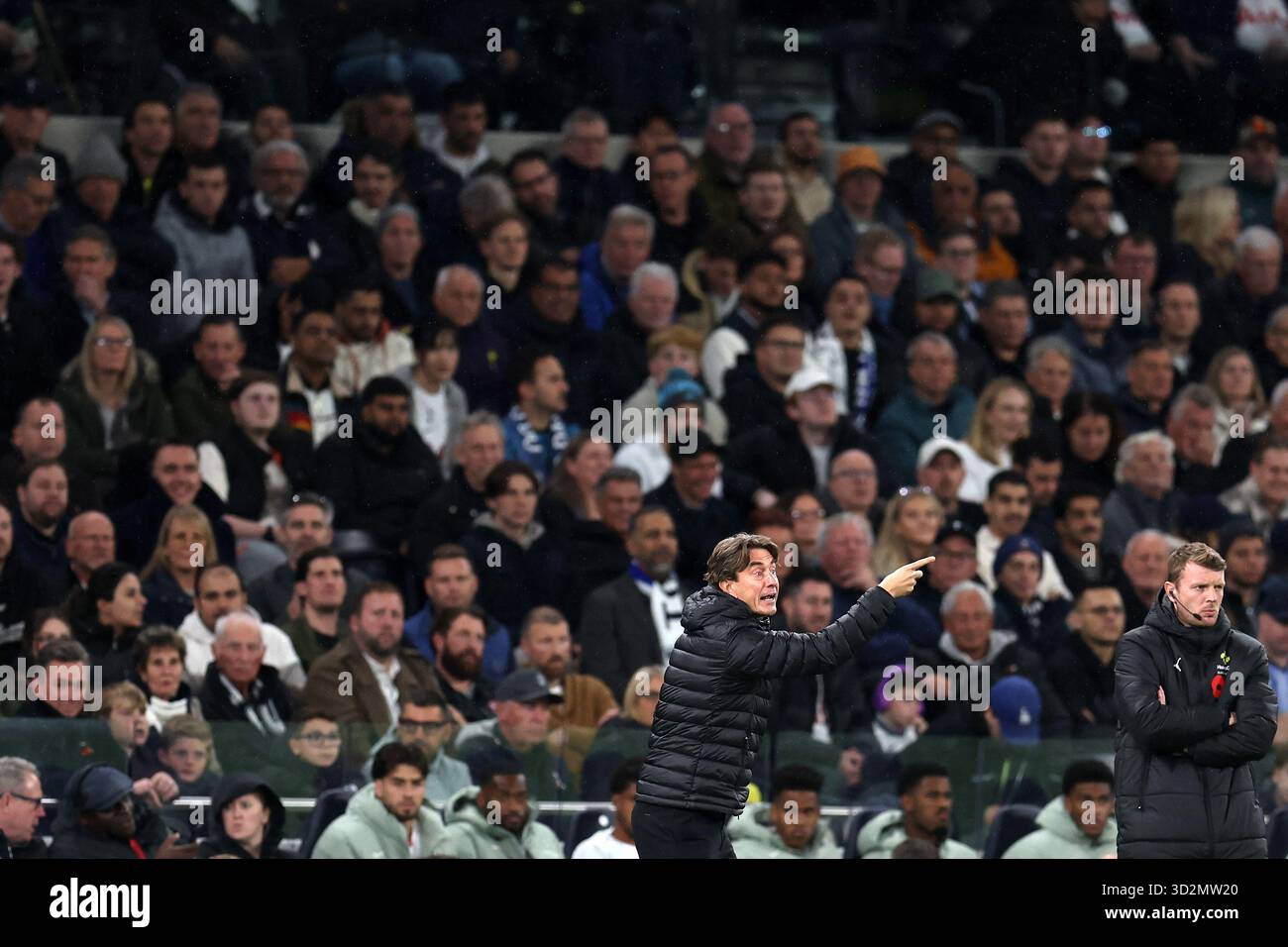 Thomas Frank, the head coach/manager of Tottenham Hotspur looks on from ...