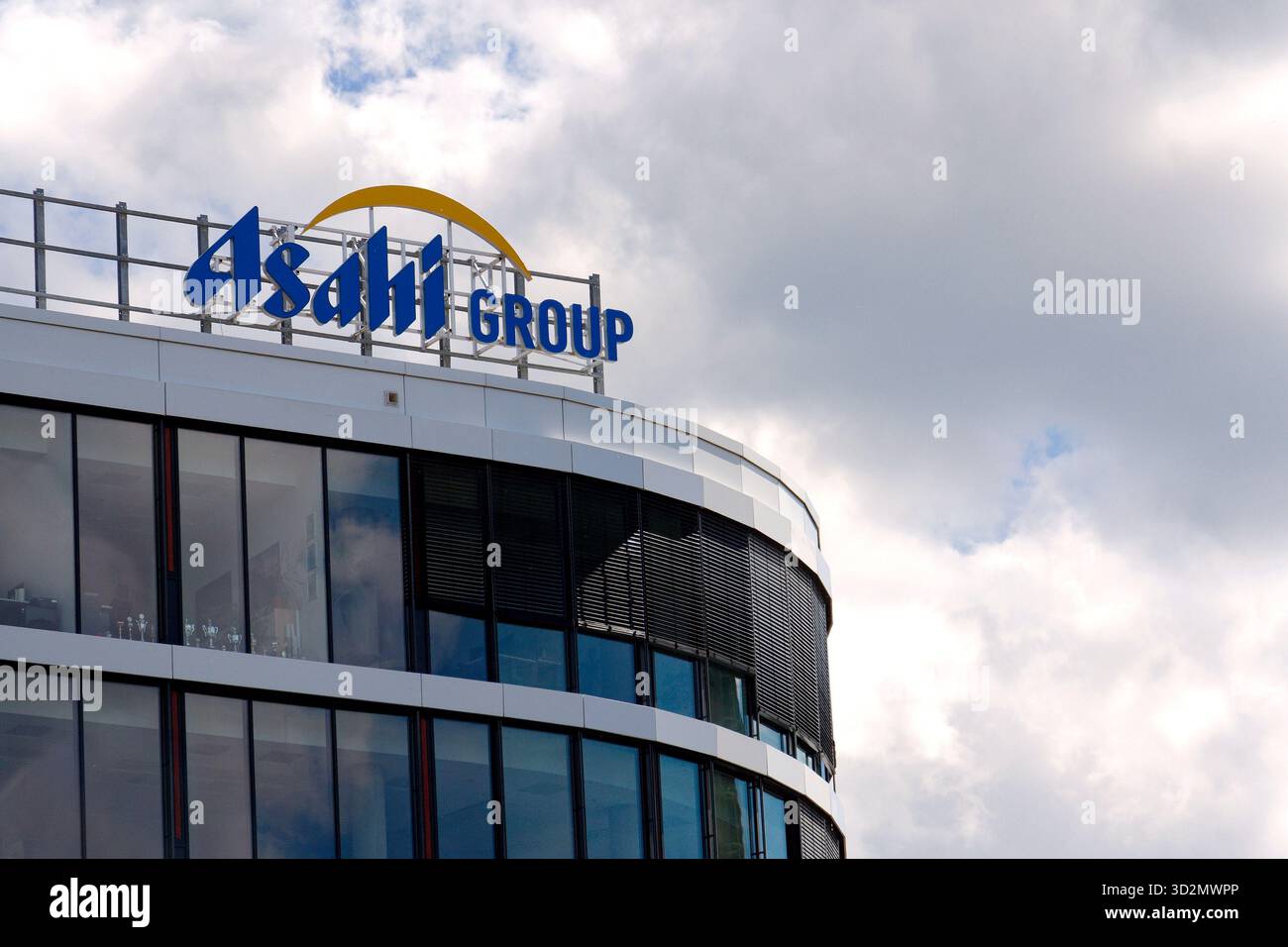 Asahi group holdings Japanese beverage company logo on headquarters ...