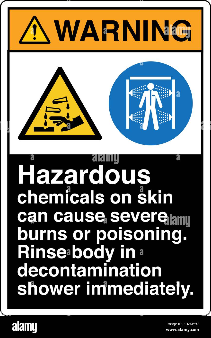 Safety Sign – Use Decontamination Shower indicates the location of an ...
