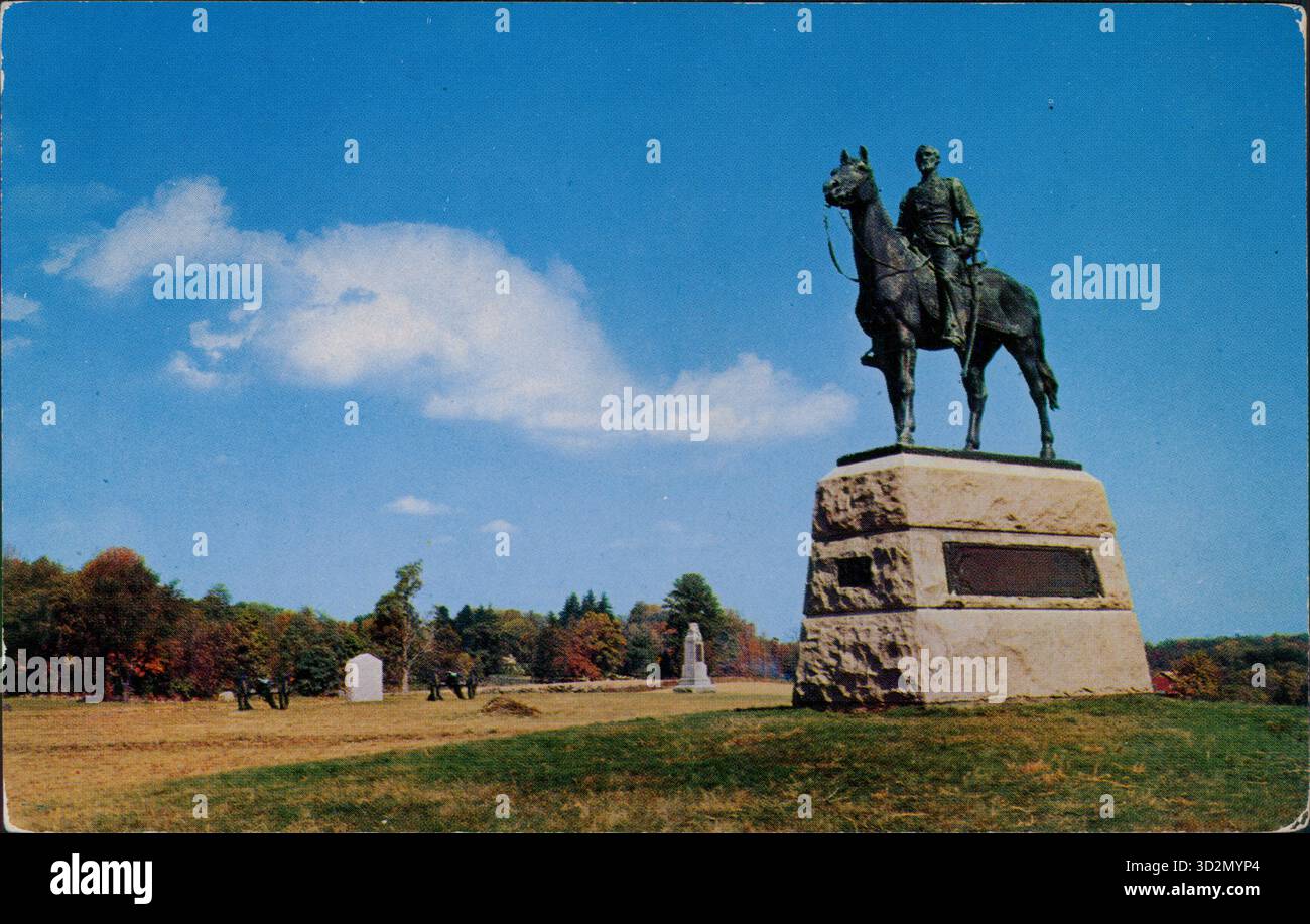 Postcard of the Meade Memorial, featuring an equestrian statue of Major ...