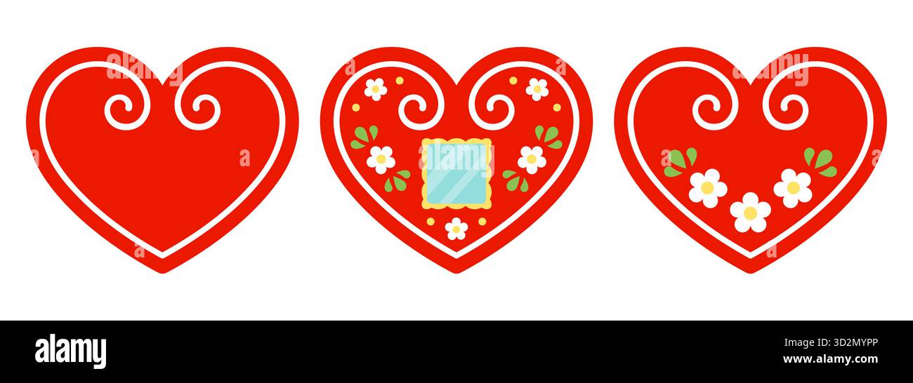 Licitar, traditional heart shaped Croatian gingerbread cookie. Three ...