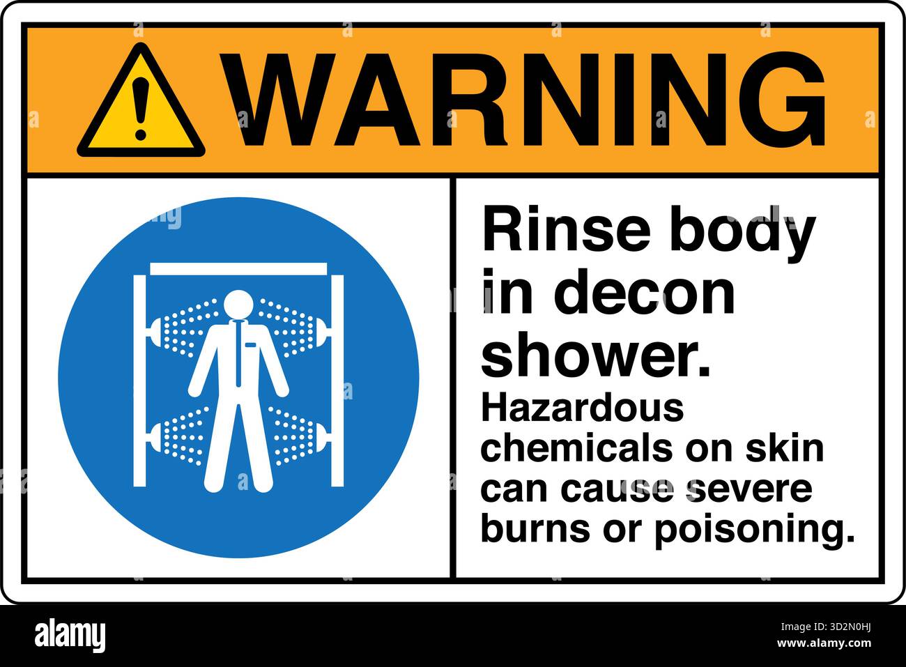 Safety Sign – Use Decontamination Shower indicates the location of an ...