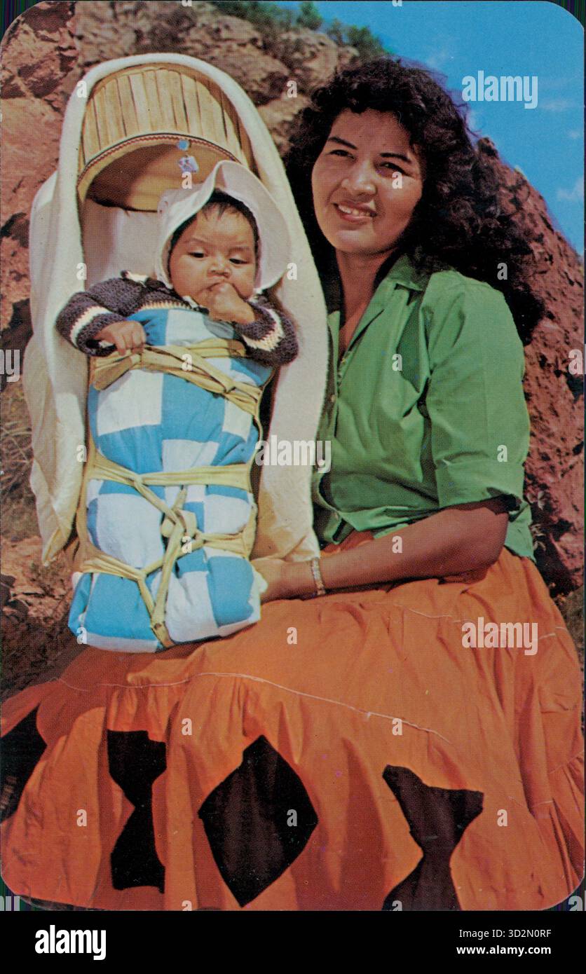 Postcard of a Native American mother holding her baby in a traditional ...