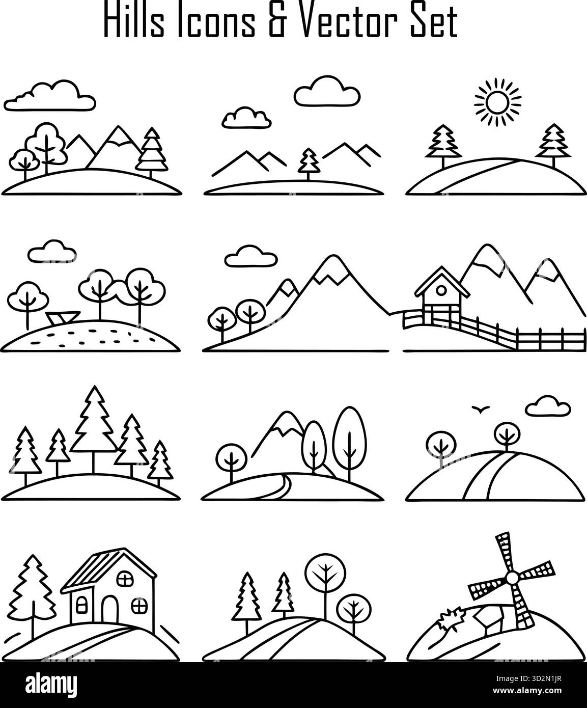 Hill infographic Black and White Stock Photos & Images - Alamy