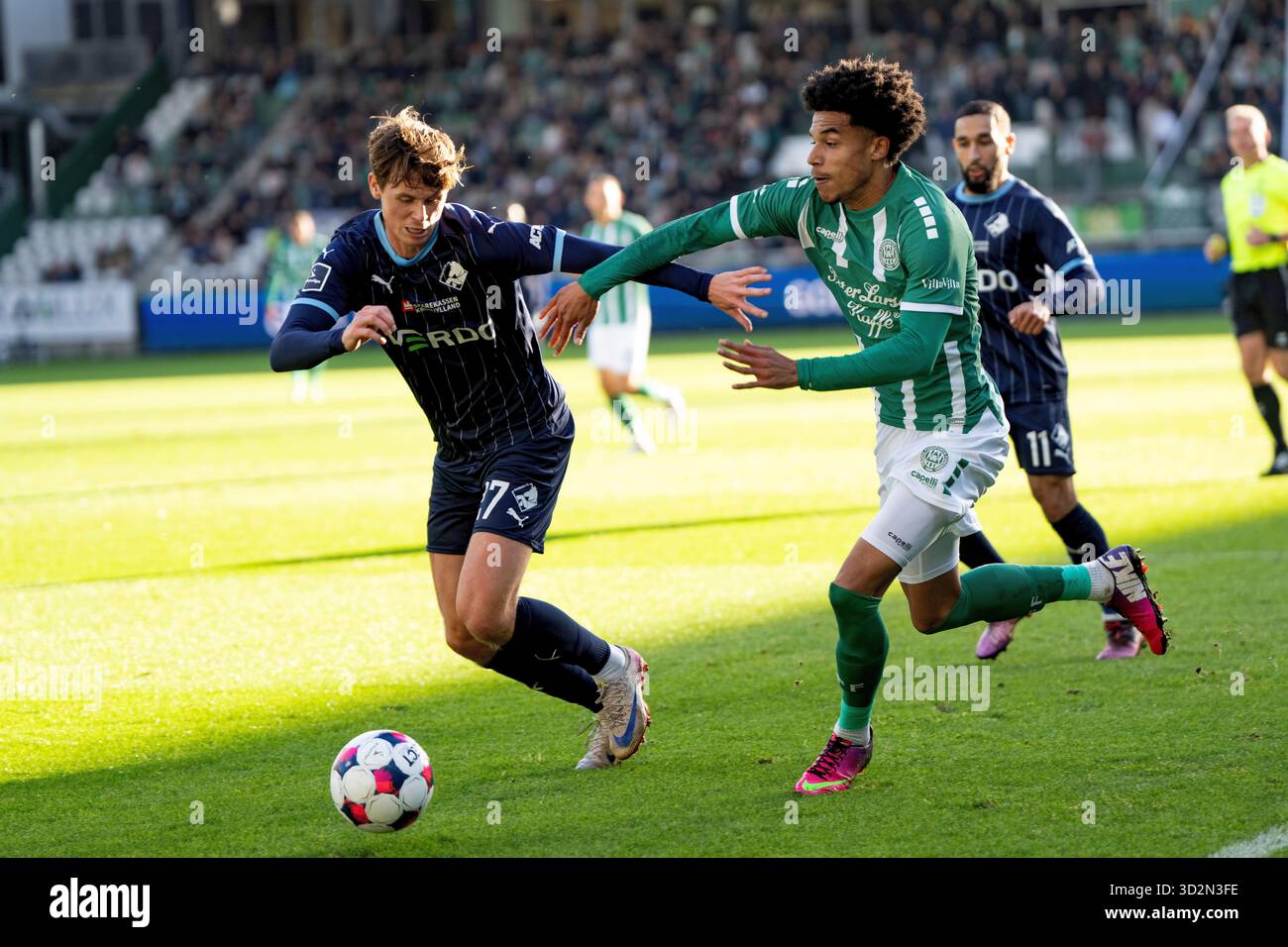 Viborg's Yonis Njoh in battle with Randers FC's Oliver Olsen during the ...